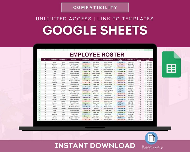 Employee Roster Template, Staff Database Template, Personnel Records ...