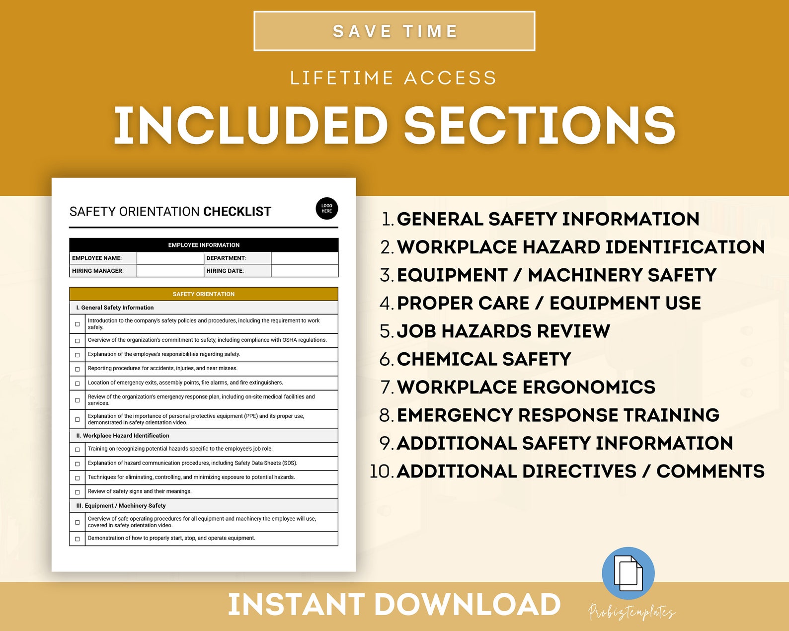 Safety Orientation Checklist, Workplace Safety Introduction Checklist ...