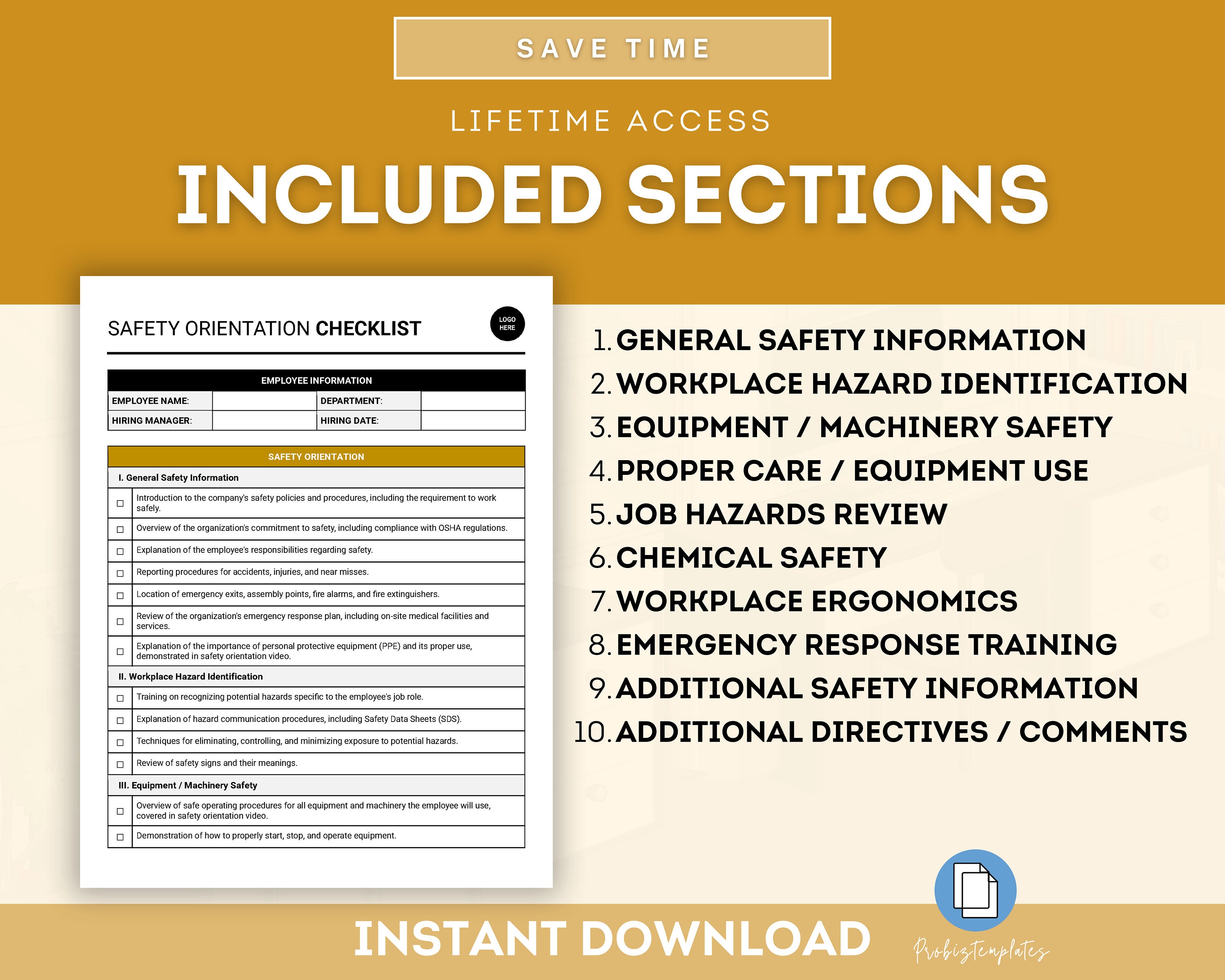 Safety Orientation Checklist, Workplace Safety Introduction Checklist ...