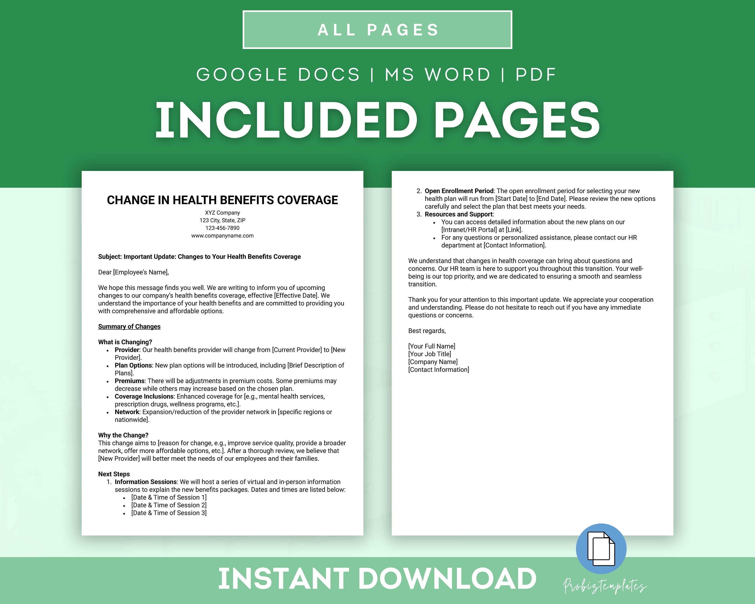 Change in Health Benefits Coverage Letter Template, Health Benefits ...