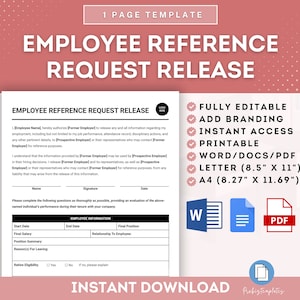 Employee Reference Request Release Form Template, Employee ...