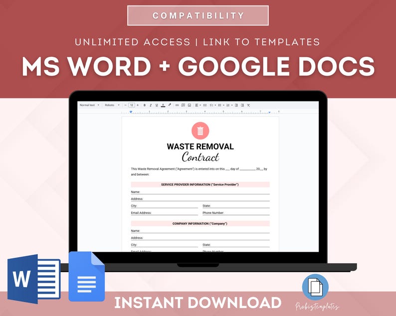 Waste Removal Contract Bundle, Disposal Service Agreement Template ...