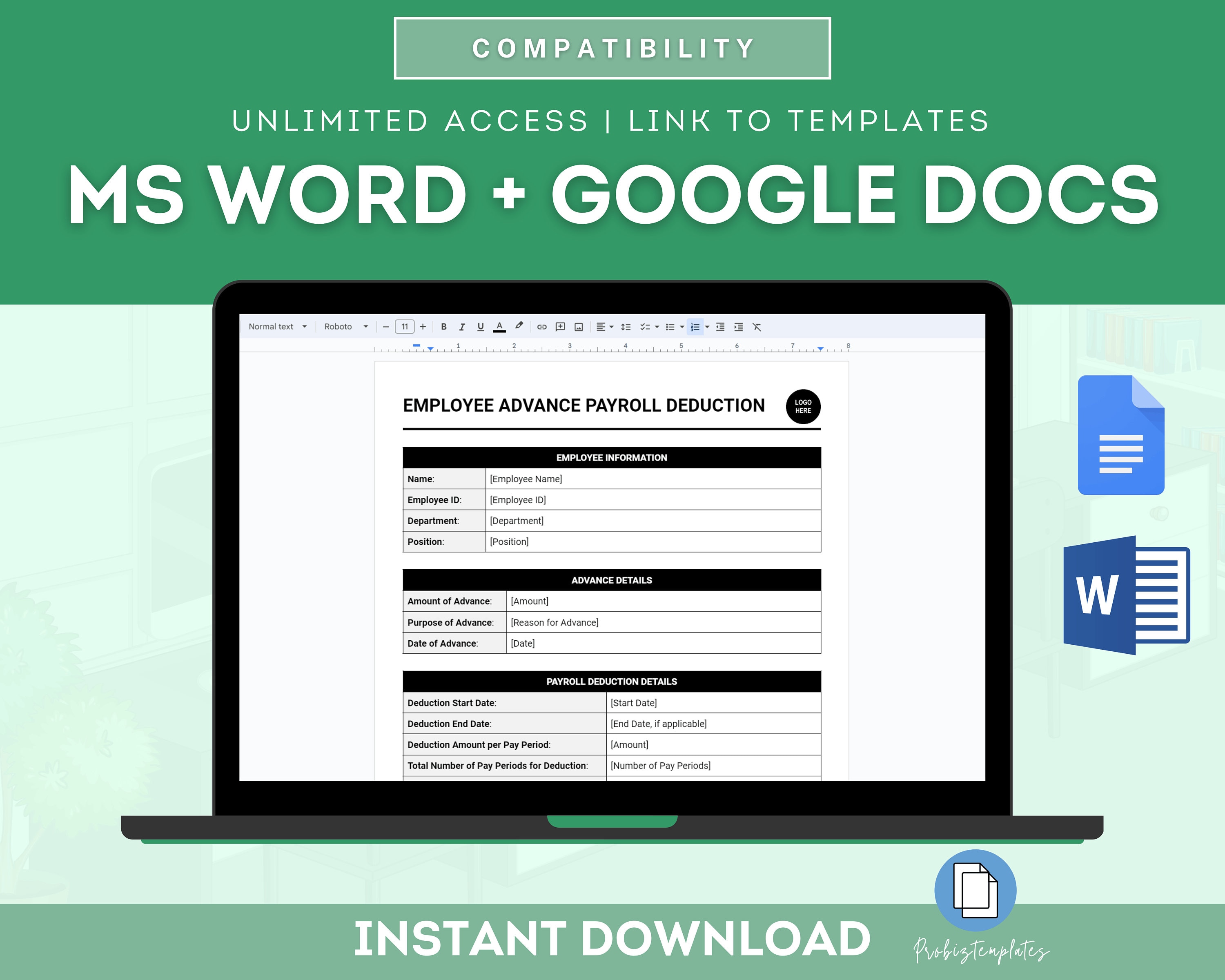 Employee Advance Payroll Deduction Agreement Template, Employee Payroll ...