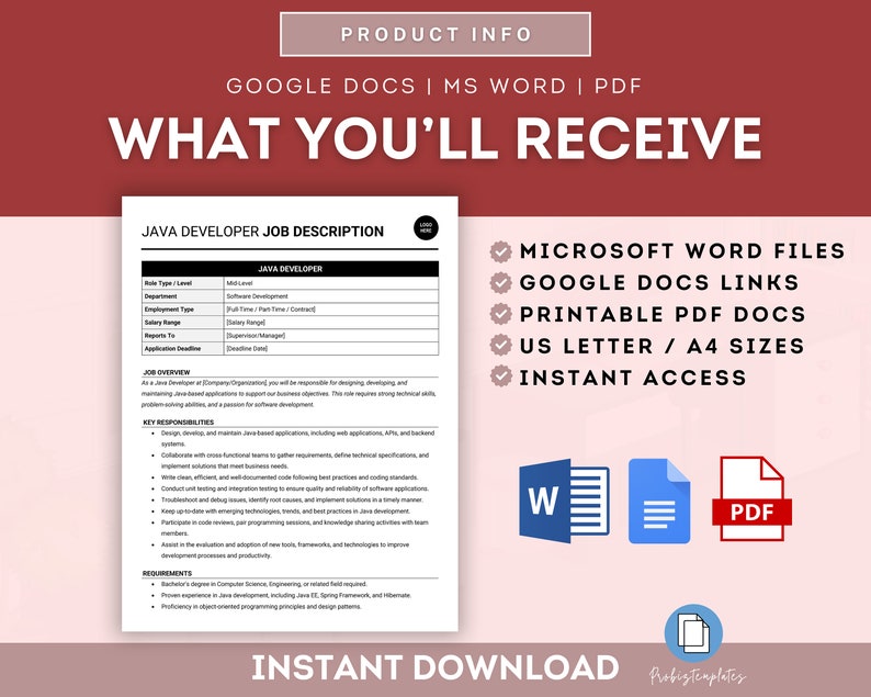 Java Developer Job Description Template, Java Programmer Role, Software ...