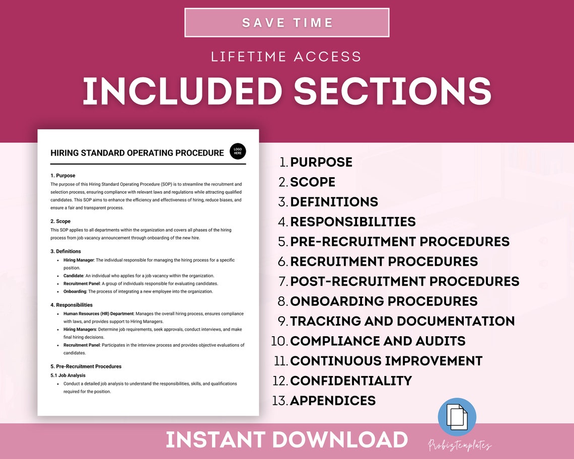 Hiring Standard Operating Procedure Template, SOP for Employee Hiring ...