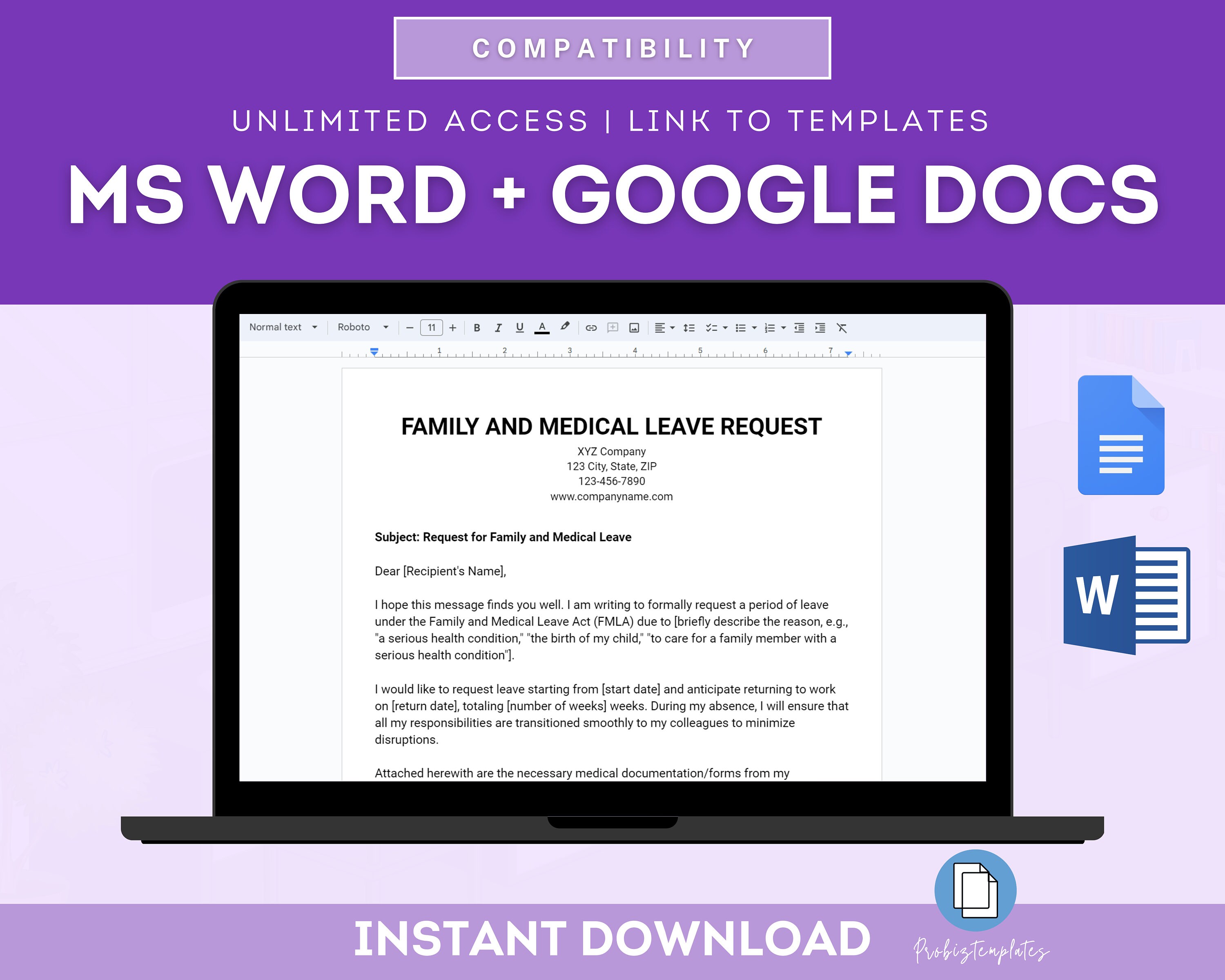 Family and Medical Leave Request Letter, FMLA Leave Request, Family ...