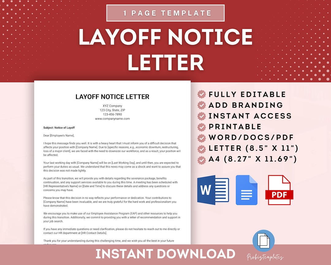 Layoff Notice Letter Template, Employee Layoff Notice Template, Job ...
