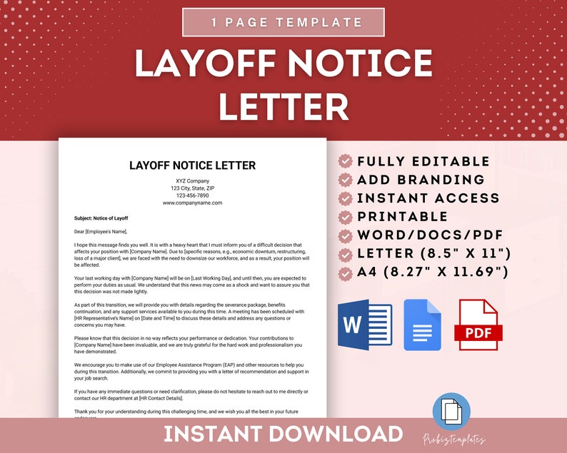 Layoff Notice Letter Template, Employee Layoff Notice Template, Job ...