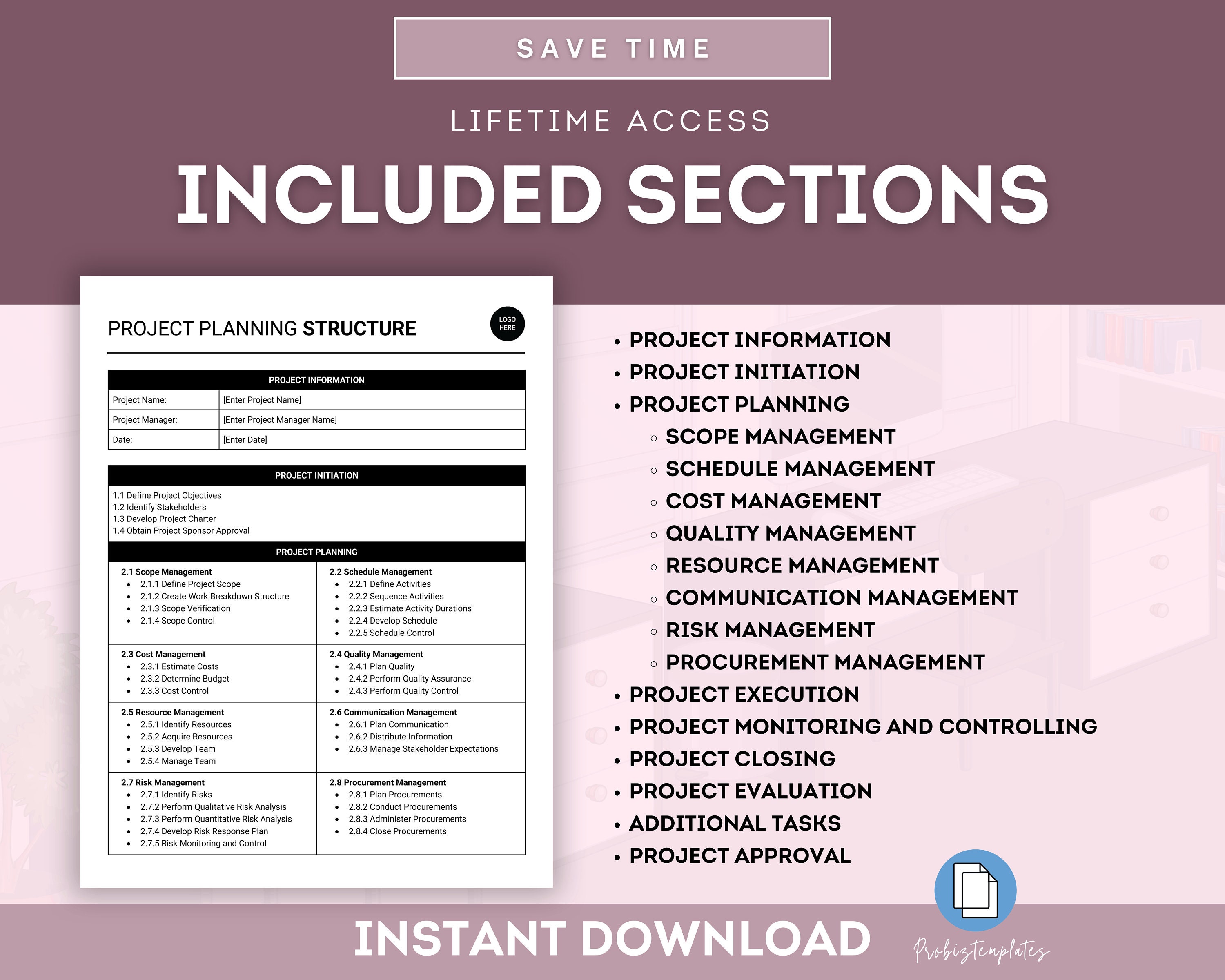 Project Planning Structure Template, Work Breakdown Structure, Project ...