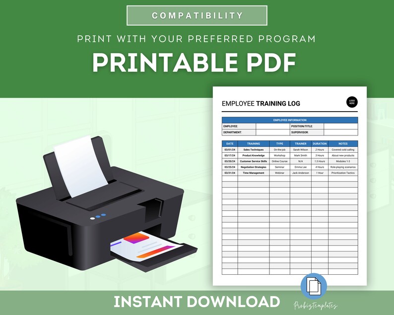 Simple Employee Training Log Template, Staff Development Tracker ...