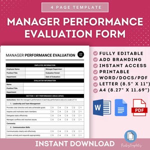 Manager Performance Evaluation Form Template, Management Evaluation ...