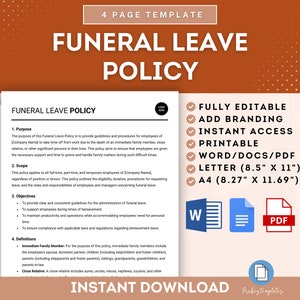 Funeral Leave Policy Template, Bereavement Leave Policy, Employee ...
