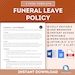Funeral Leave Policy Template, Bereavement Leave Policy, Employee ...