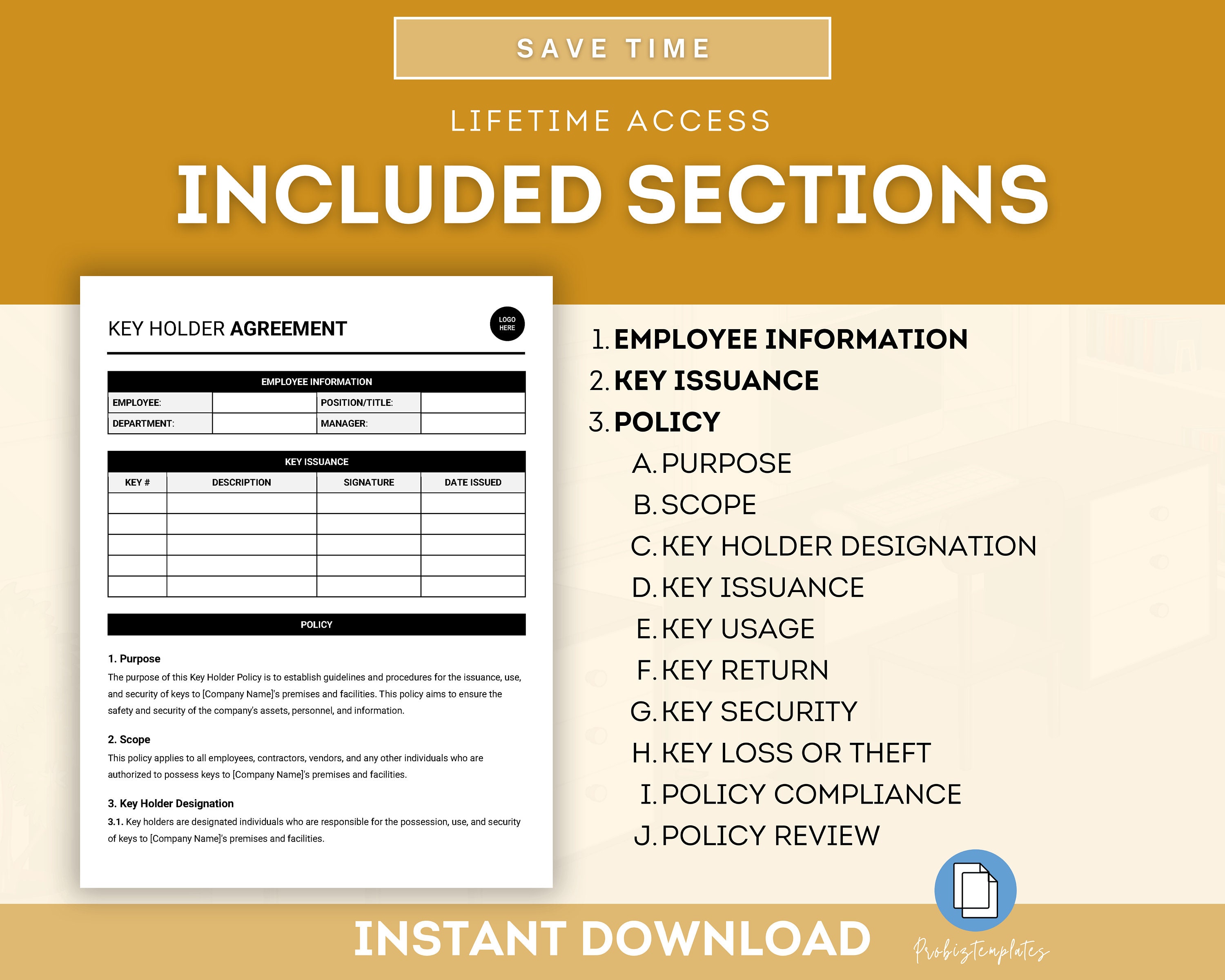 Key Holder Agreement Template, Key Management Agreement, Key Custody Agreement, Security ...