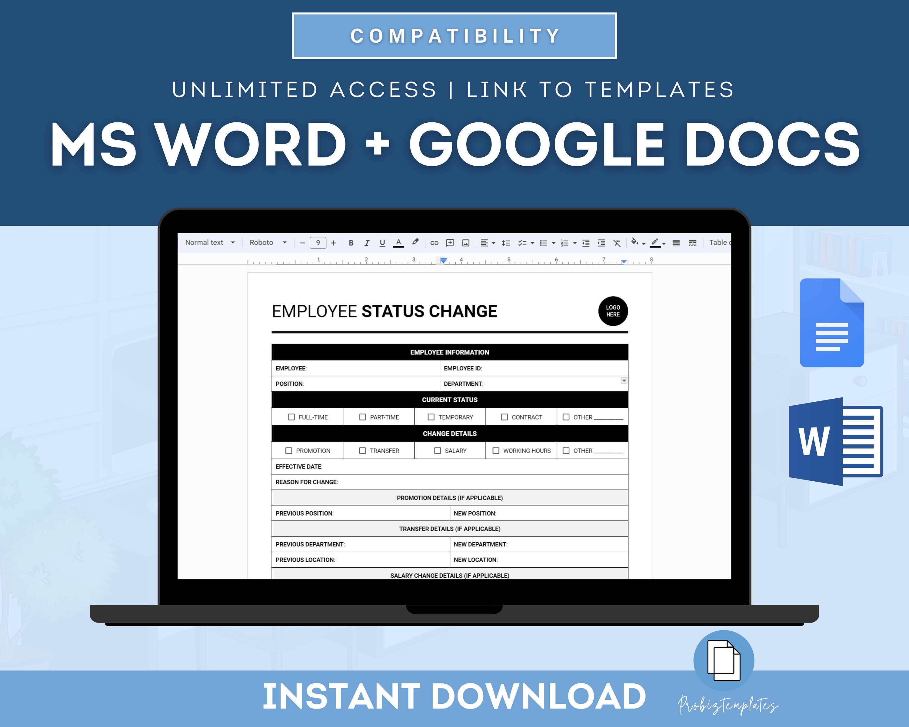 Employee Status Change Form, Payroll Change Tracking, Employment Status ...