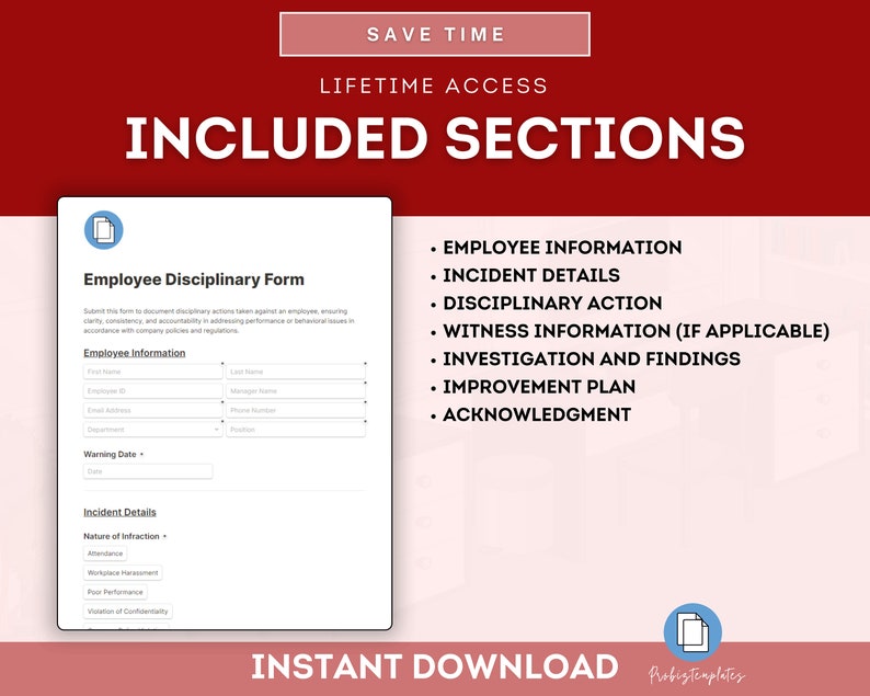 Employee Disciplinary Online Form, Employee Warning Notice, Performance ...