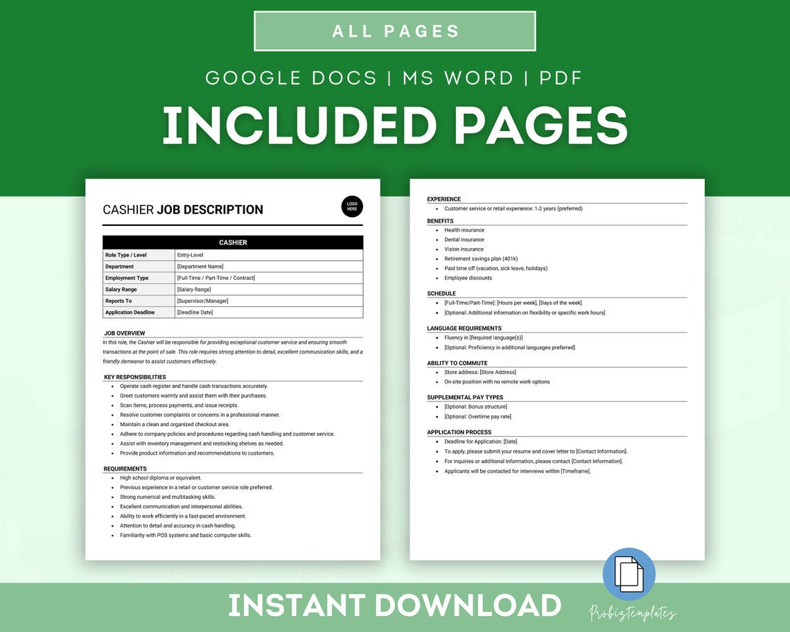 Cashier Job Description Template, Retail Cashier Responsibilities ...