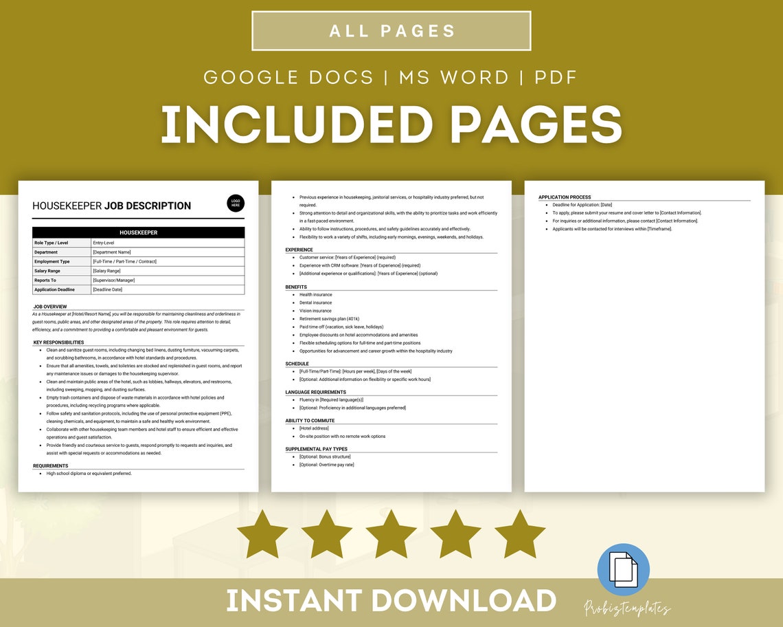 Housekeeper Job Description Template, Residential Housekeeper Job ...