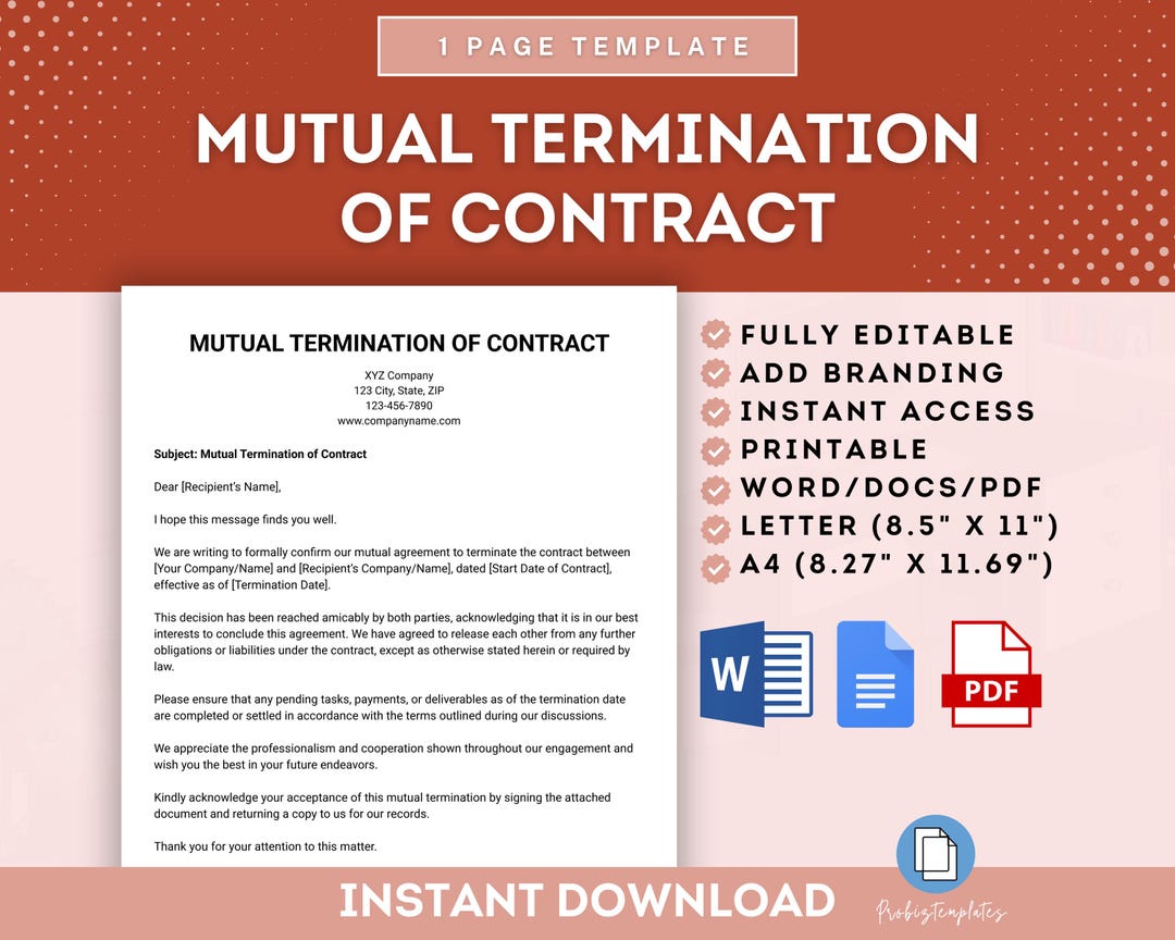 Mutual Termination of Contract, Agreement Termination by Mutual Consent ...