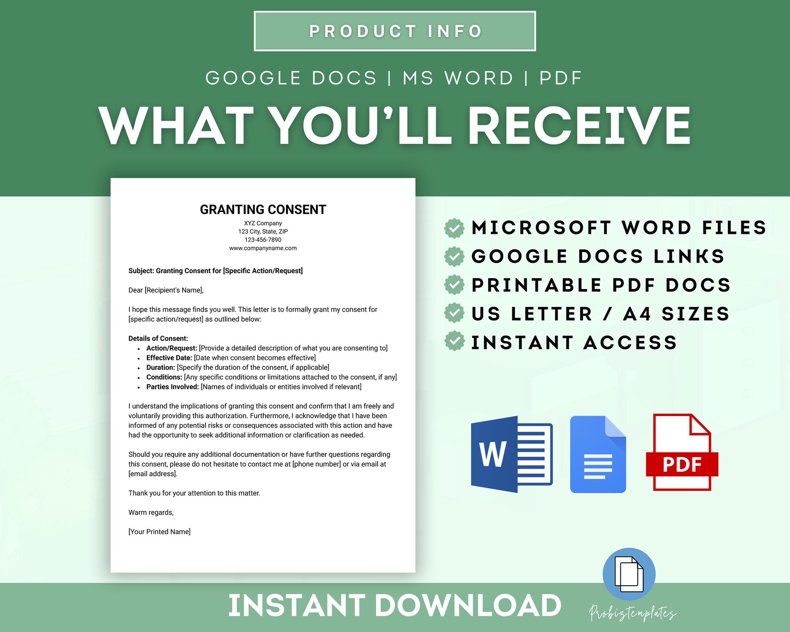 Granting Consent Letter Template, Consent Authorization Letter ...