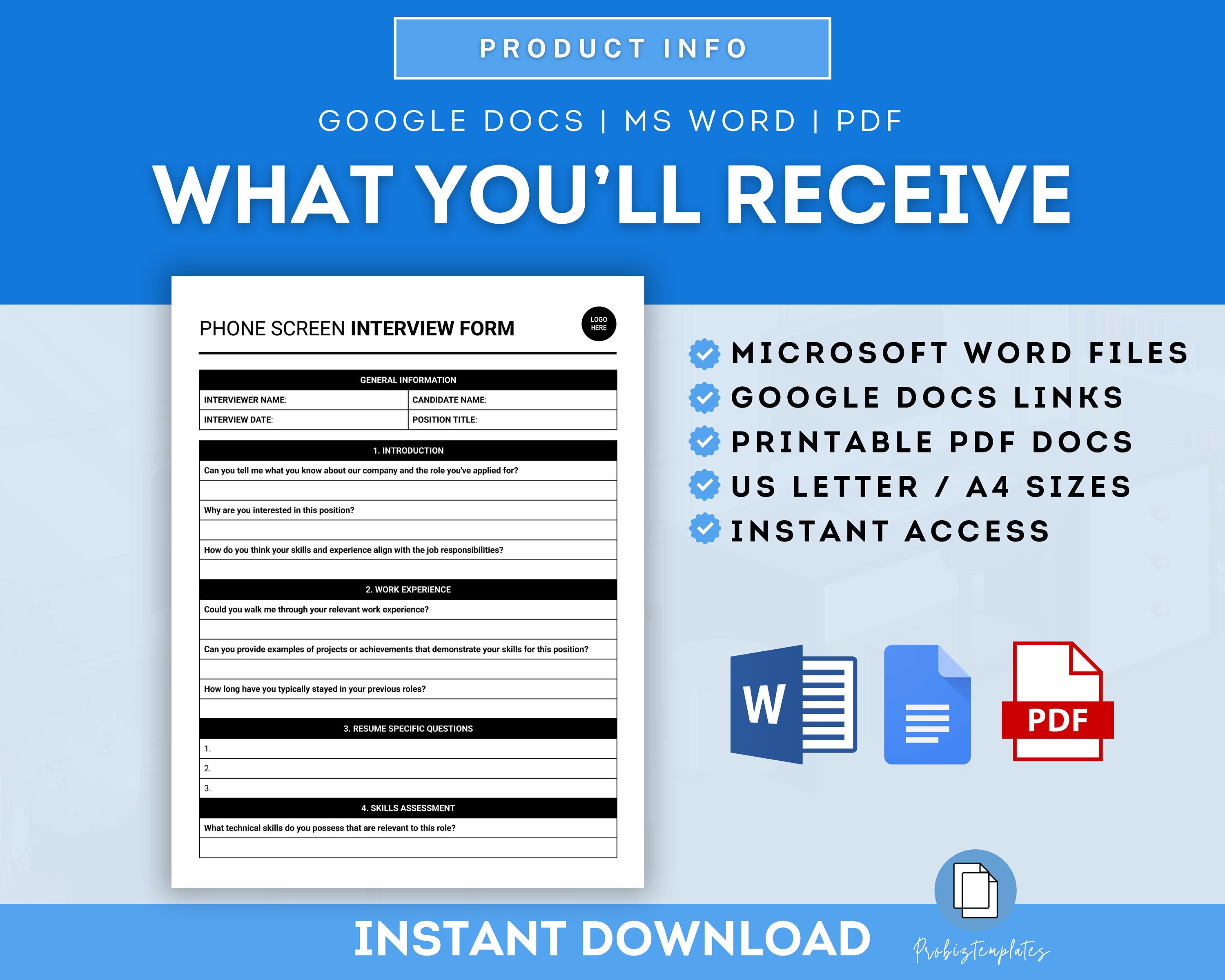 Phone Screen Interview Form Template, Pre-interview Screening Checklist ...