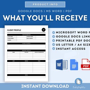 Client Profile Template, Customizable Customer Information Card Form ...