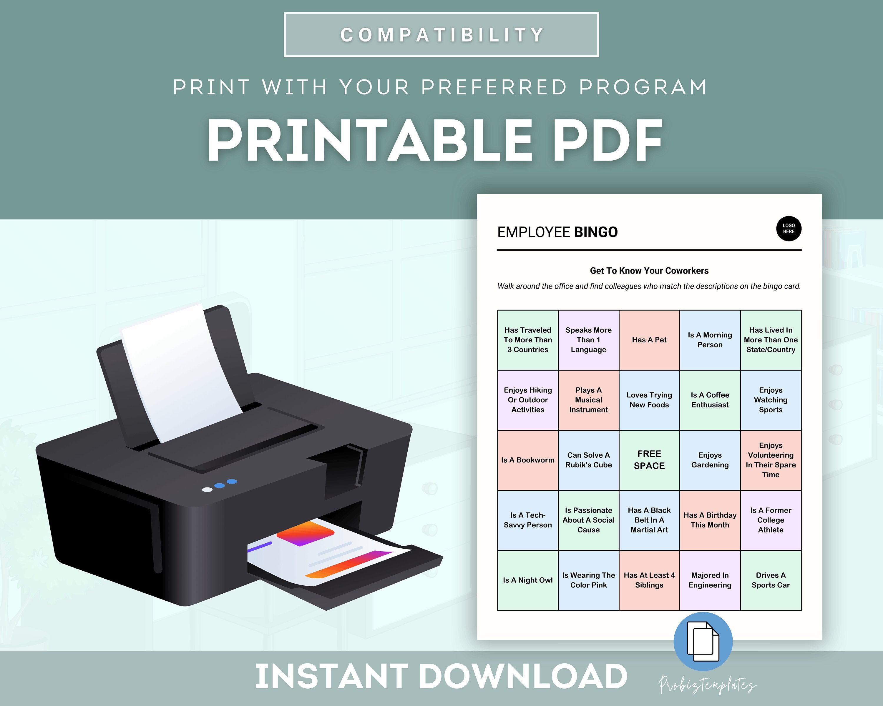 Employee Bingo Template, Staff Bingo Card Template, Onboarding Bingo ...