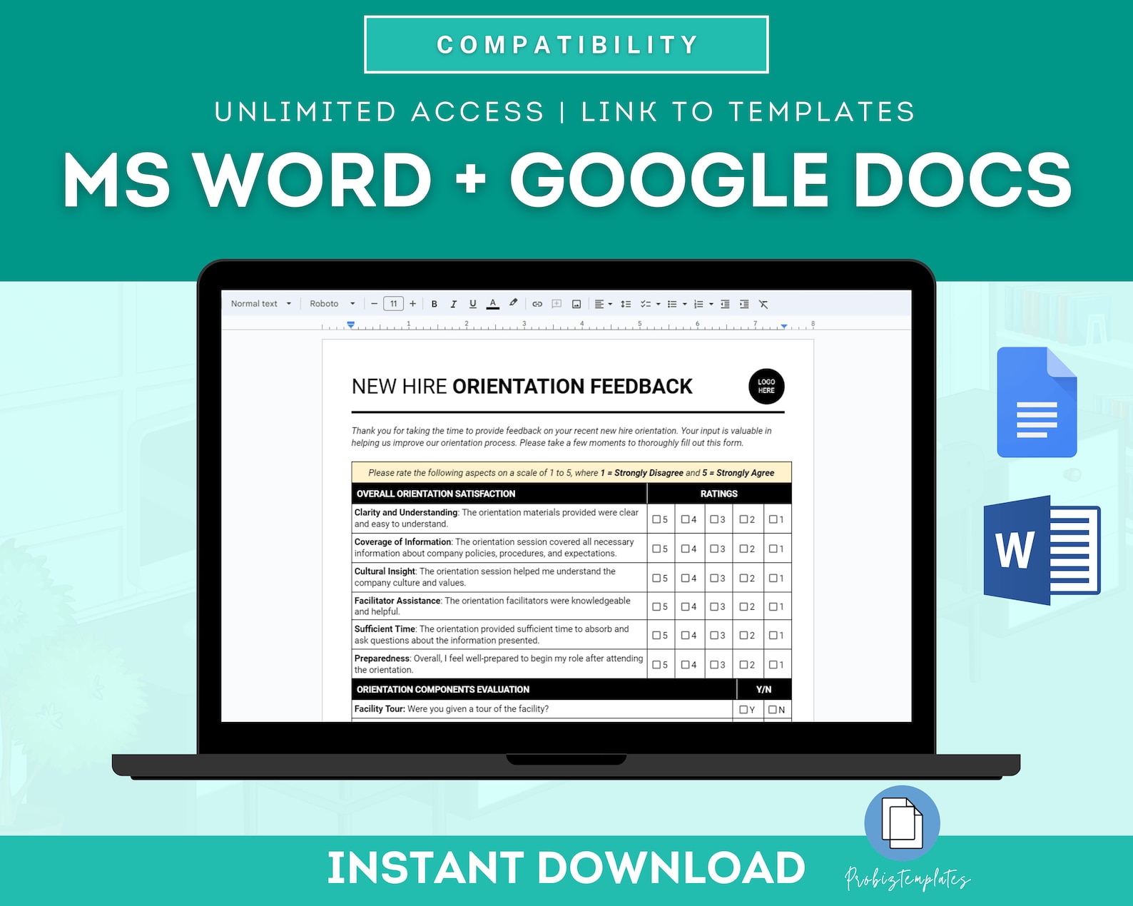 New Hire Orientation Feedback Form Template, Onboarding Evaluation ...