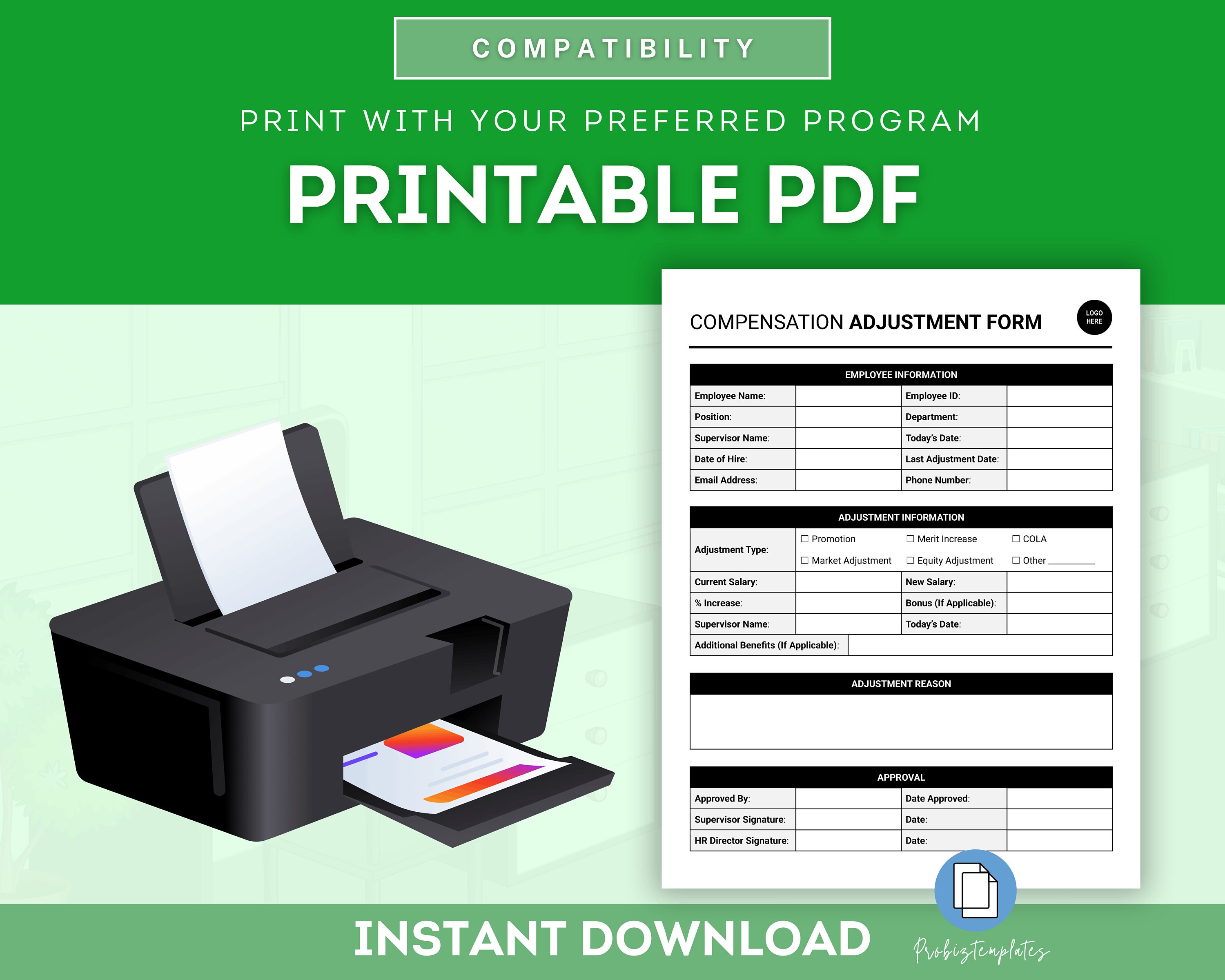Compensation Adjustment Form, Salary Adjustment Form, Pay Adjustment ...