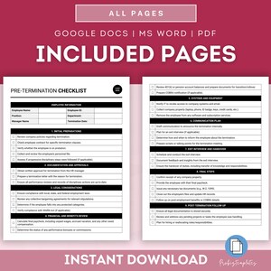 Pre-termination Checklist, Employee Termination Checklist, Employment ...