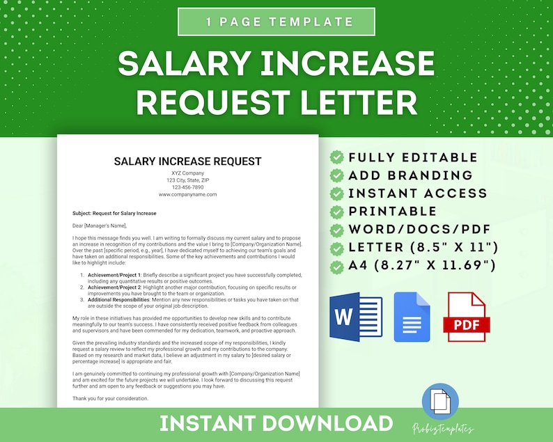 Salary Increase Request Letter, Pay Raise Request Letter, Salary ...