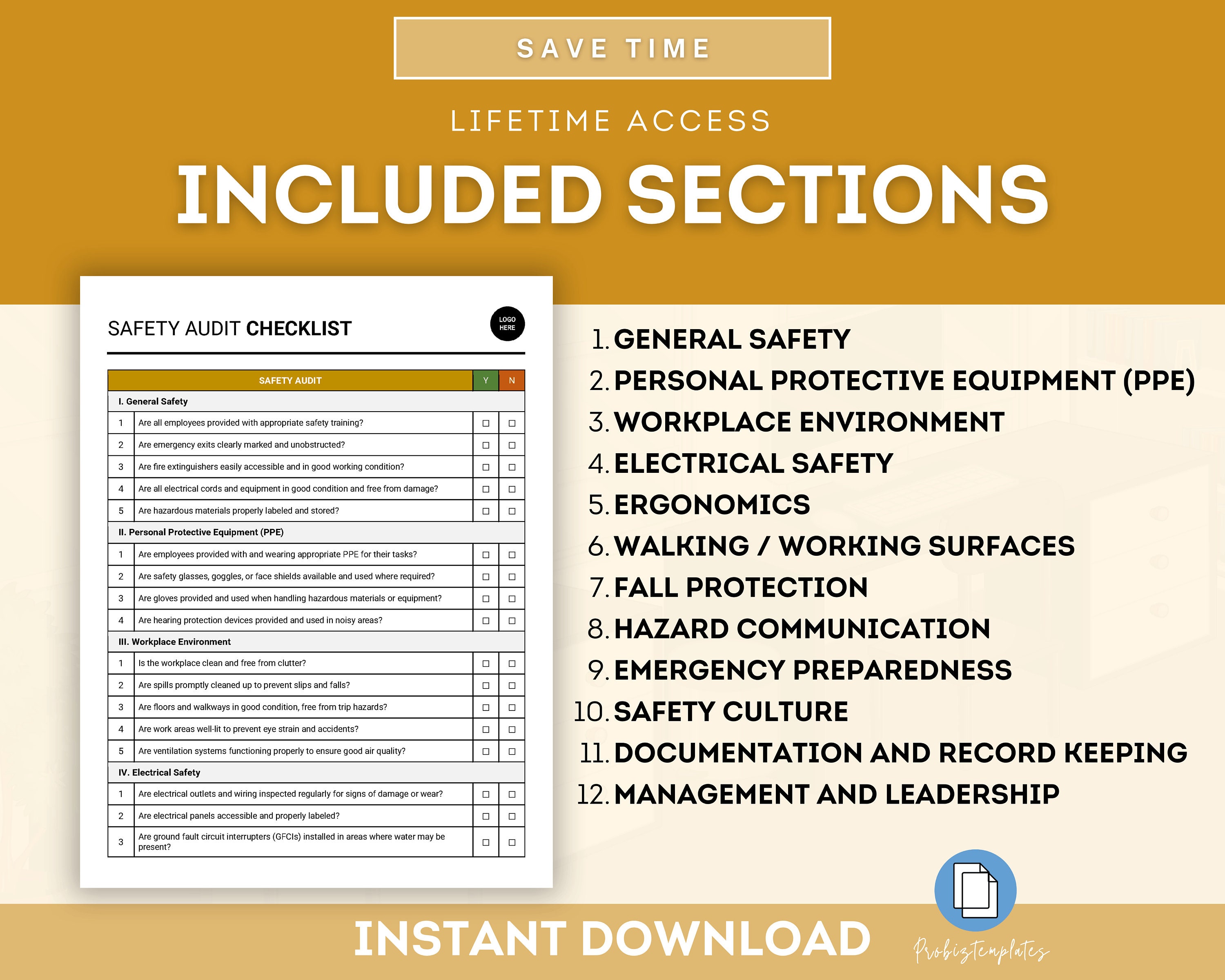 Workplace Safety Audit Checklist Template, Safety Inspection Form ...