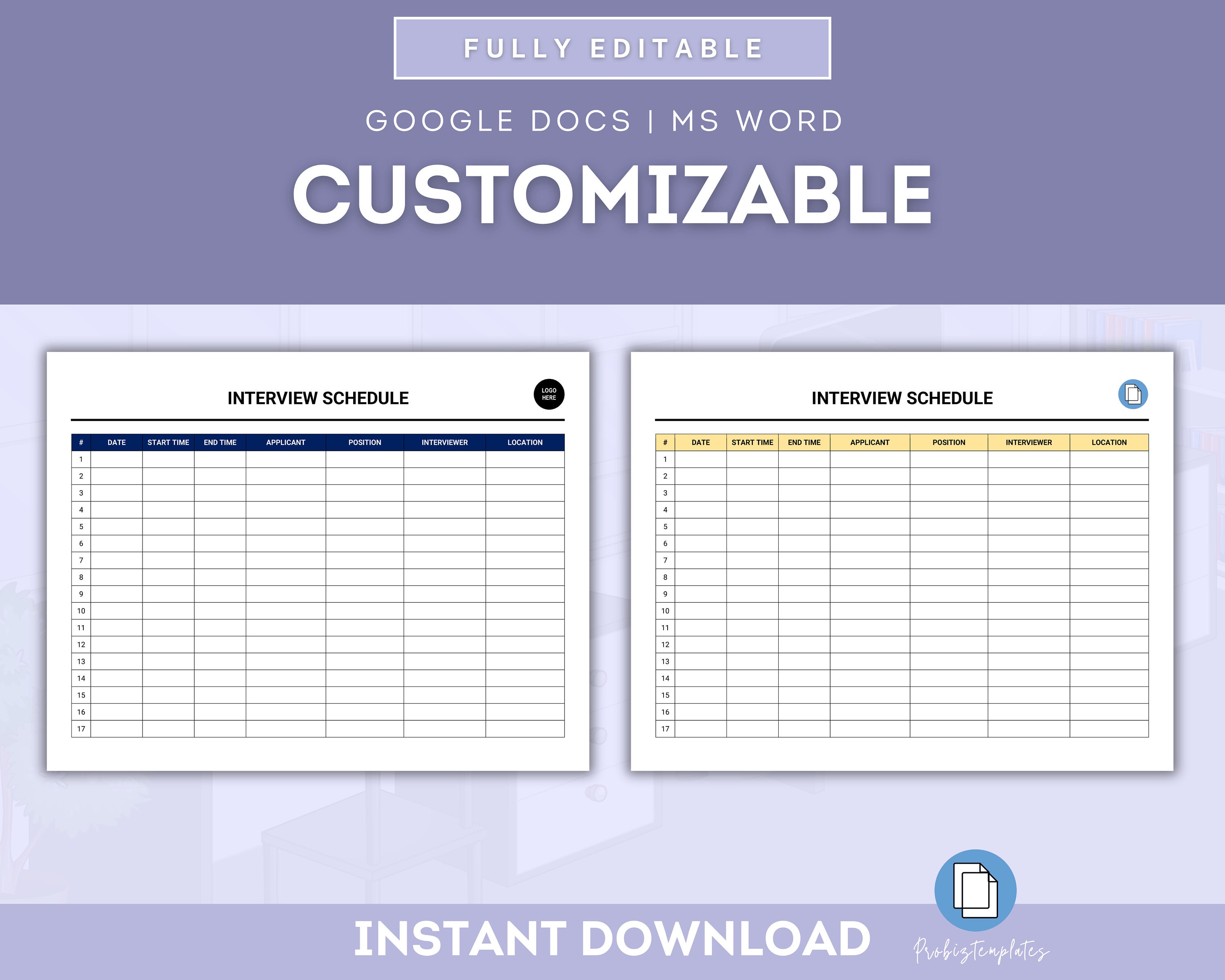 Job Interview Schedule Tracker, Job Interview Calendar, Job Interview ...