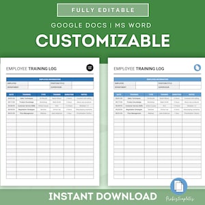 Simple Employee Training Log Template, Staff Development Tracker ...
