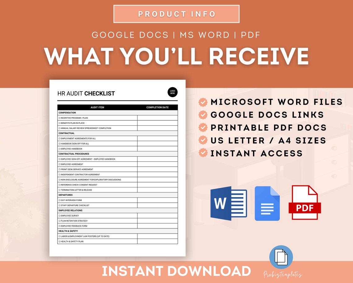 HR Audit Checklist, Human Resources Audit, Internal Audit Checklist, HR ...
