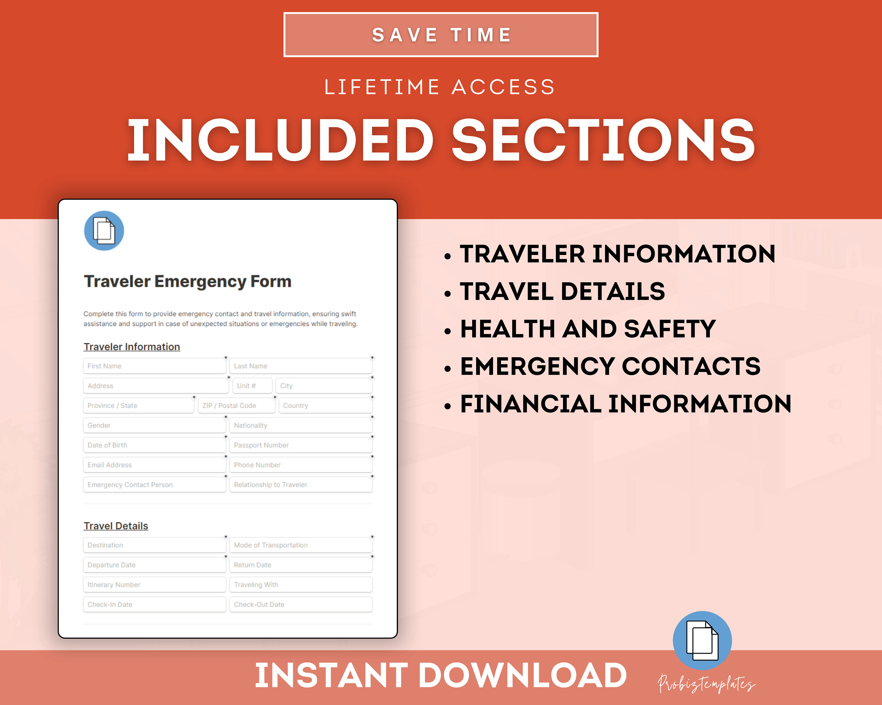 Traveler Emergency Online Form, Trip Emergency Information Sheet ...