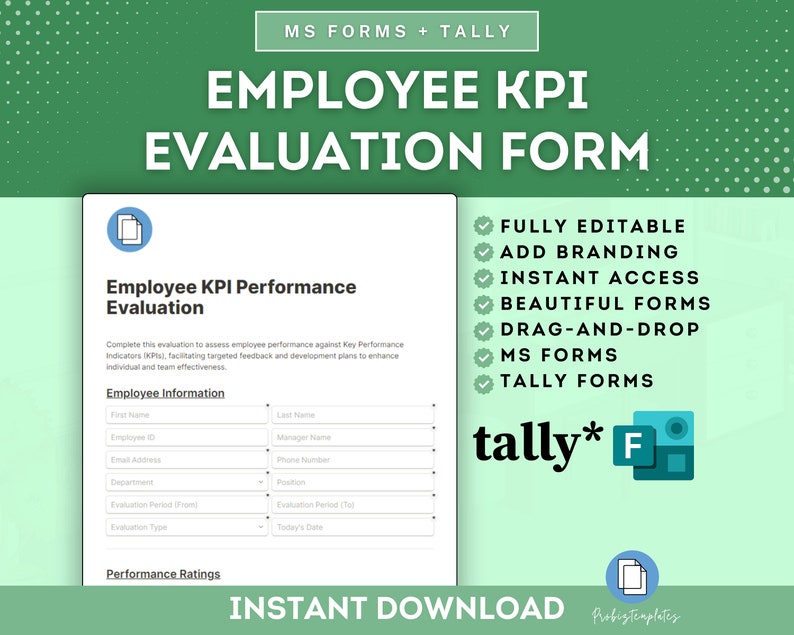 Employee KPI Performance Evaluation Online Form, Performance Metrics ...