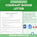 Company Bonus Letter Template, Employee Bonus Announcement Letter, Year ...