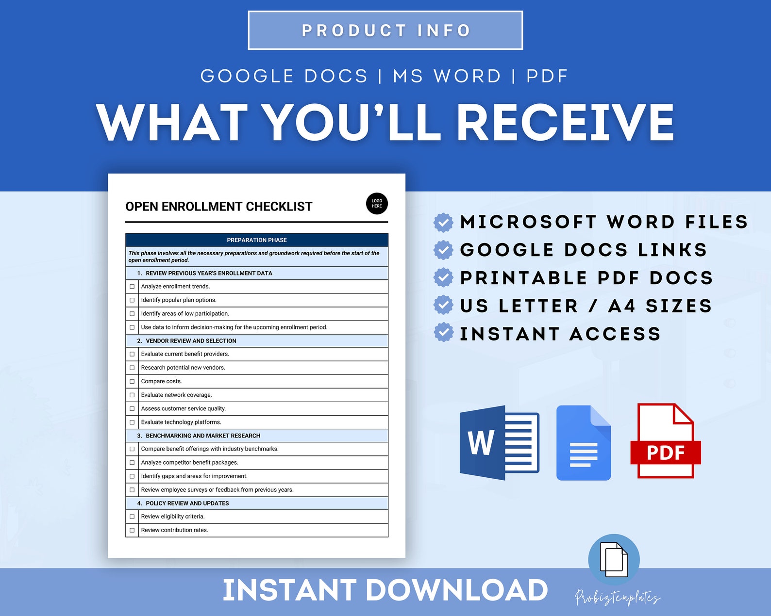 Open Enrollment Checklist Template, Benefits Enrollment Tasks Planner ...