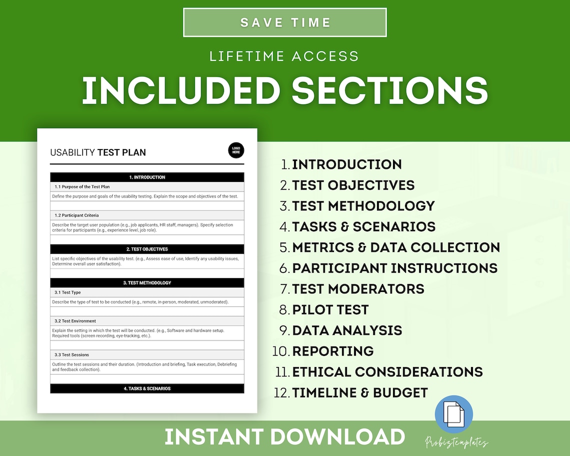 Usability Test Plan Template, User Experience Test Plan, UX Testing ...