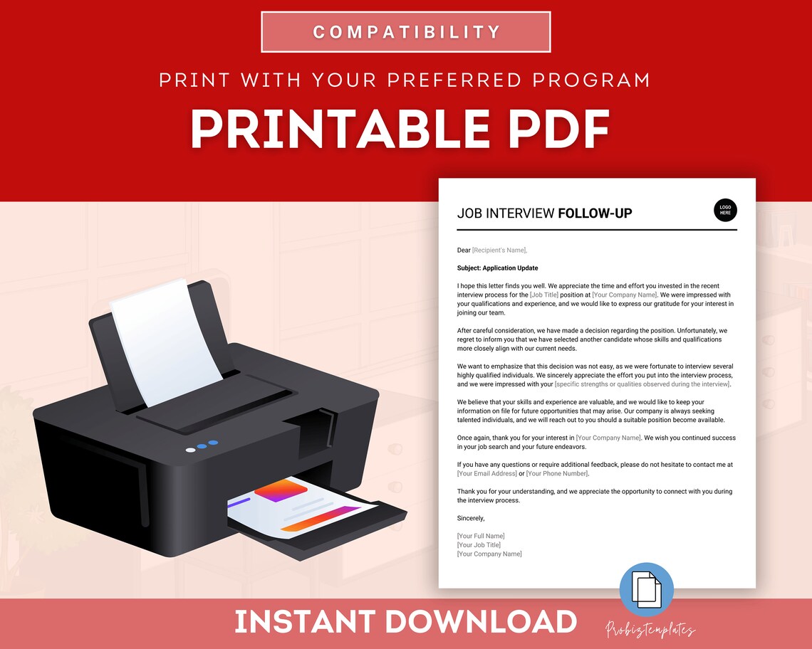 Job Interview Follow-up Letter Template, Post Job Interview Letter ...