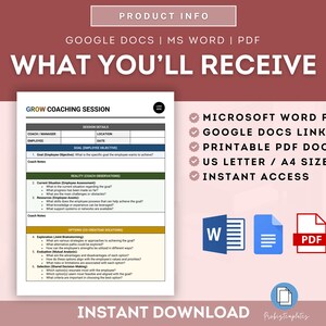 Employee Coaching Session Sheet Template, GROW Coaching Model, Employee ...