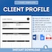 Client Profile Template, Customizable Customer Information Card Form ...