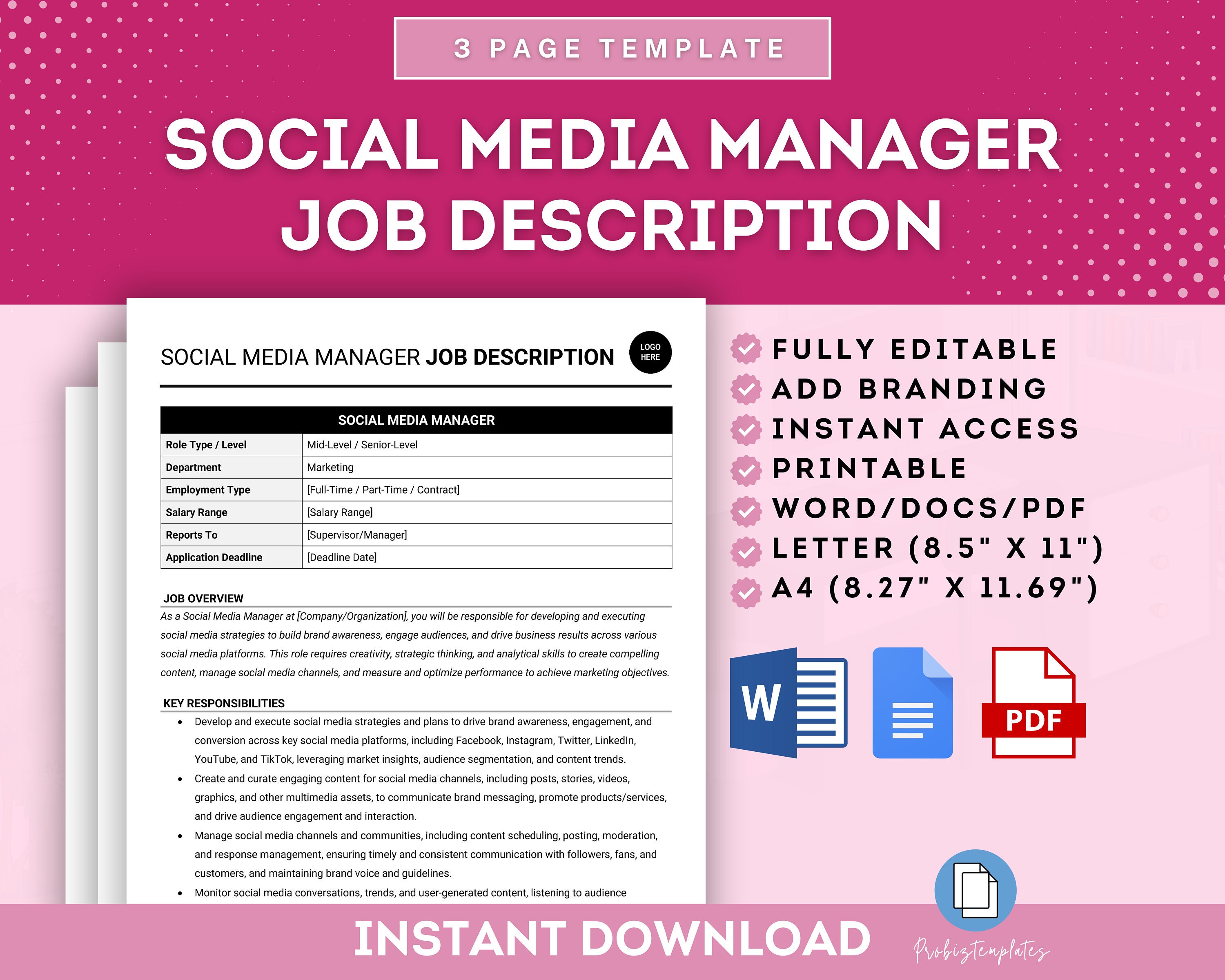 Social Media Manager Job Description, Social Media Role, Manager Duties ...