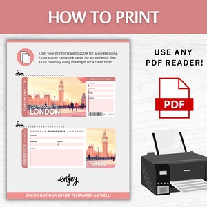 Printable London Surprise Gift Ticket, Editable England Boarding Pass ...