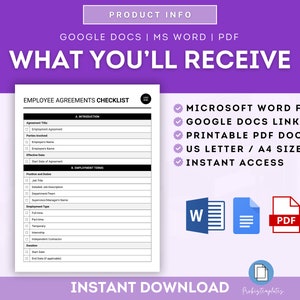 Employee Agreements Checklist Template, Employment Agreements Checklist ...