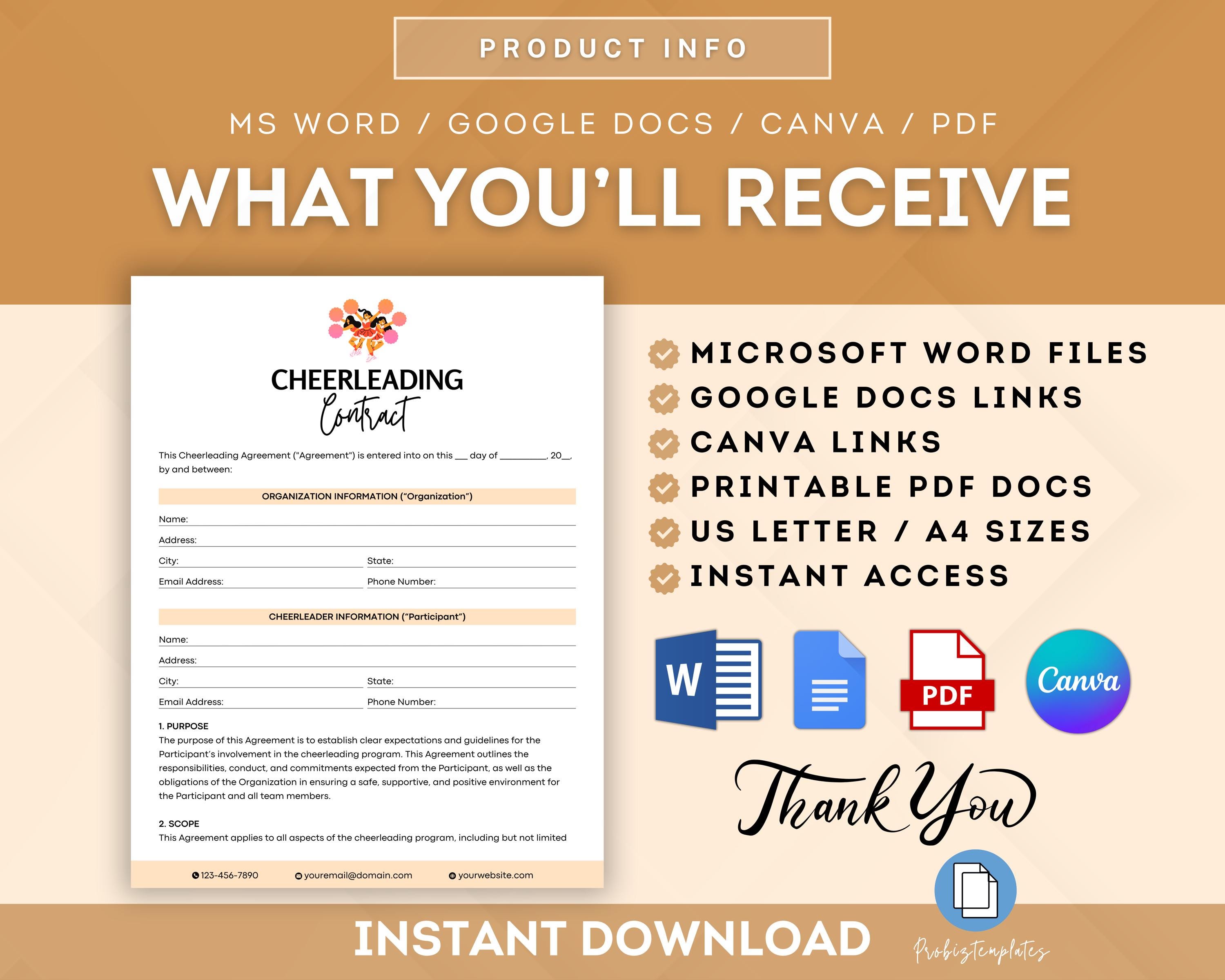 Cheerleading Contract, Team Agreement Template, Cheerleading Parent ...