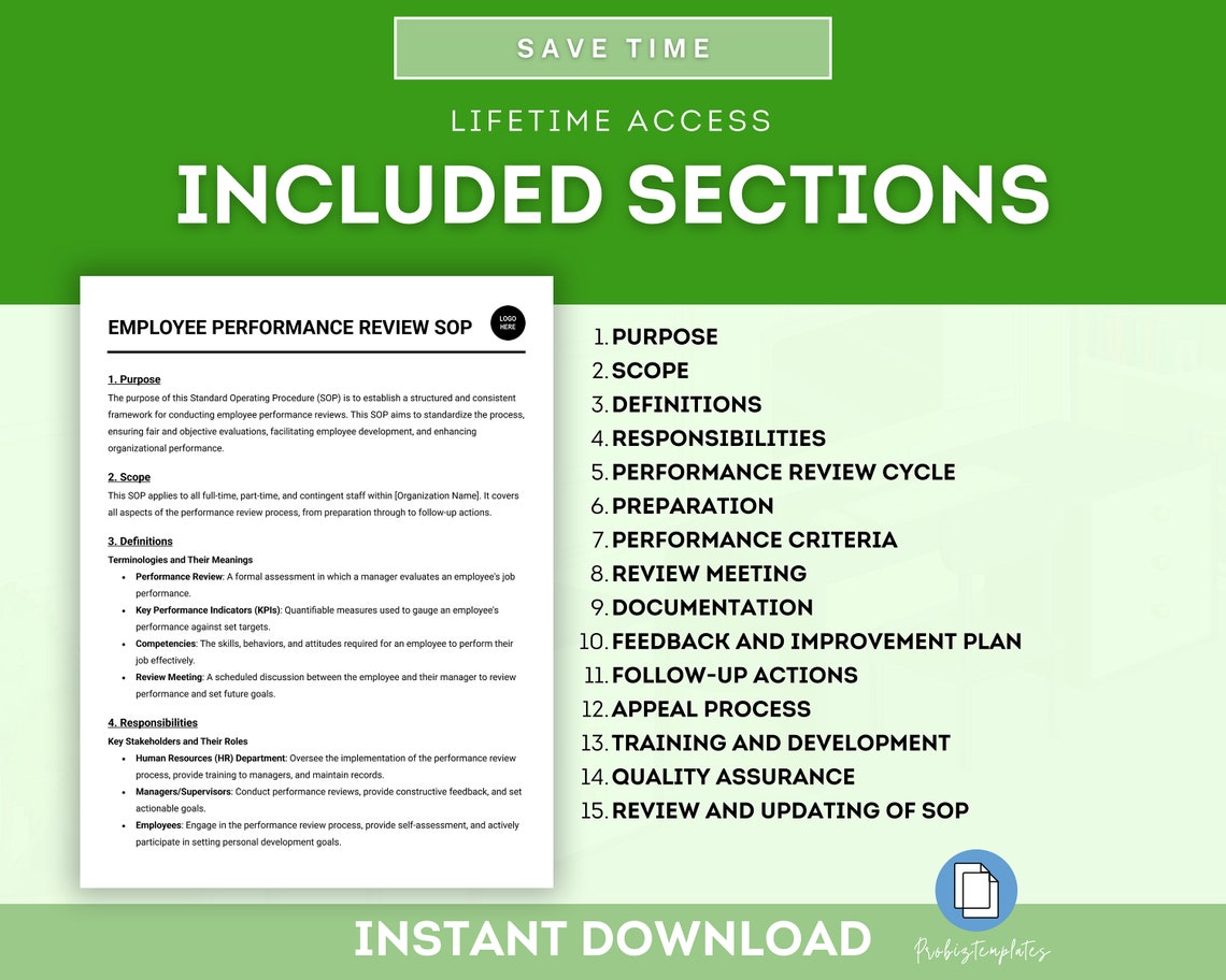 Employee Performance Review SOP Template, Standard Operating Procedure ...