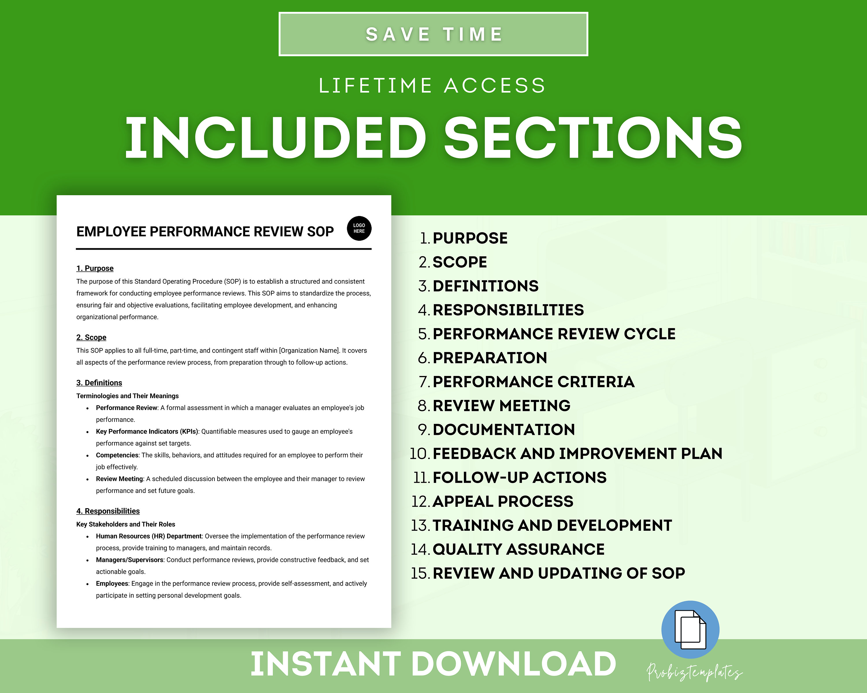 Employee Performance Review SOP Template, Standard Operating Procedure ...