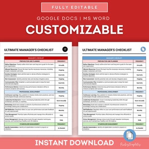 Ultimate Manager's Checklist Template, Manager Comprehensive Task List ...